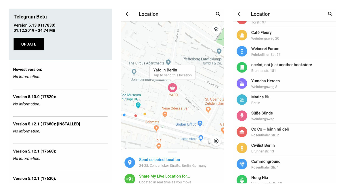 Telegram V5.13.0 beta lands in with improvements to location sharing ...