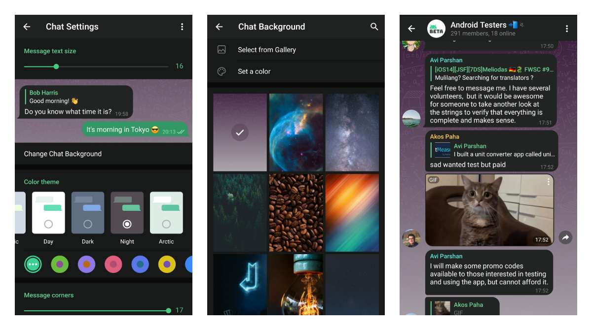 Telegram version 5.7 - new themes, discussion channels, better privacy ...