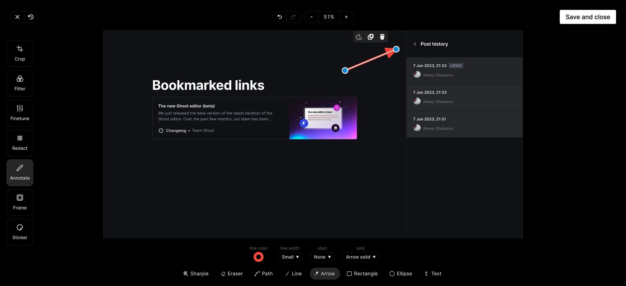 Ghost.io rolled out a new editor featuring image editing, edition history, and Chrome bookmarker ...