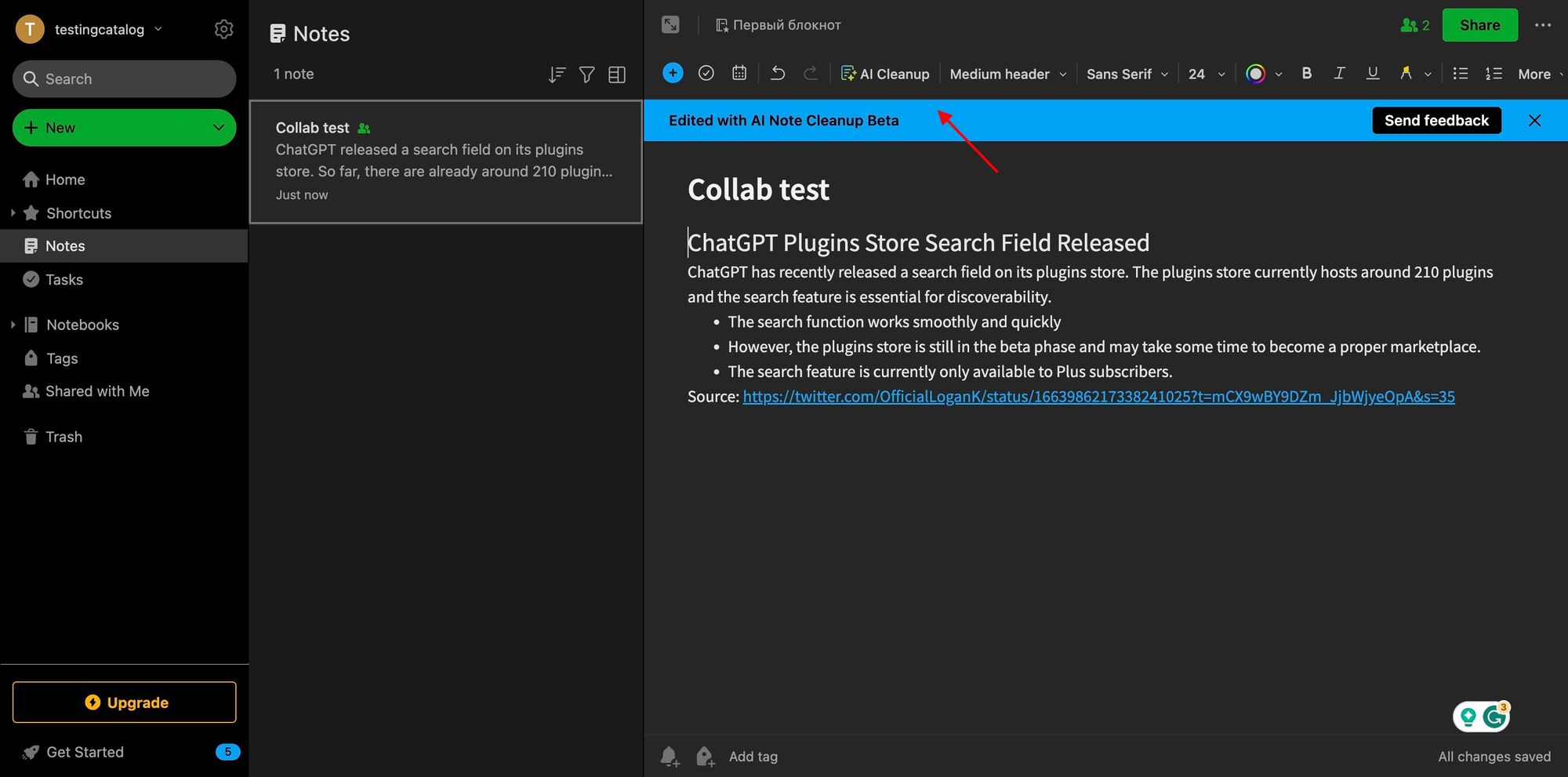 ICYMI: Evernote rolled out an AI Cleanup feature to simplify and ...