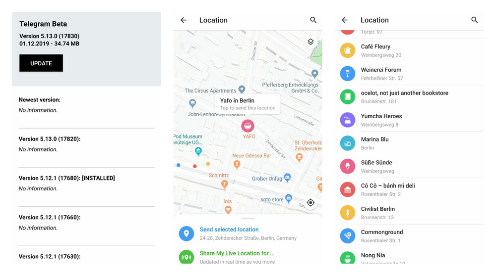 Telegram V5.13.0 beta lands in with improvements to location sharing ...