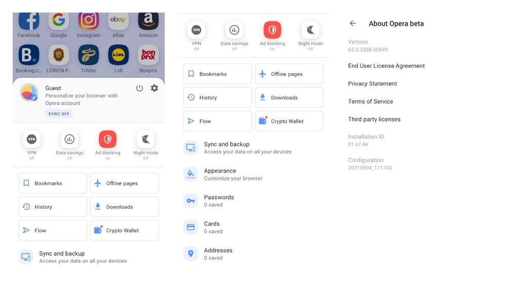 Opera beta got a redesigned menu on Android giving you access to more ...