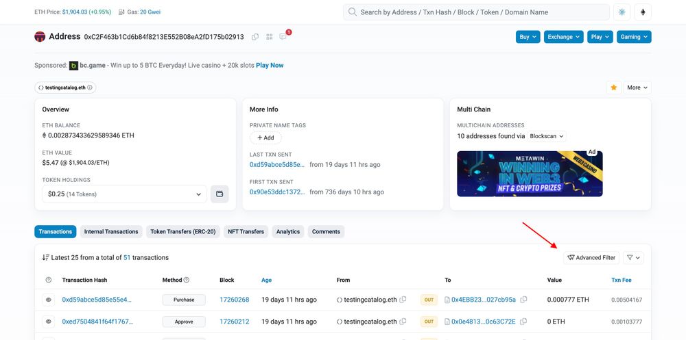 Etherscan rolled out Advanced Filtering in beta for enhanced transaction search