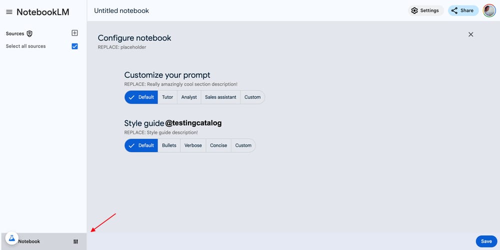 Google tests customizable prompt feature for NotebookLM