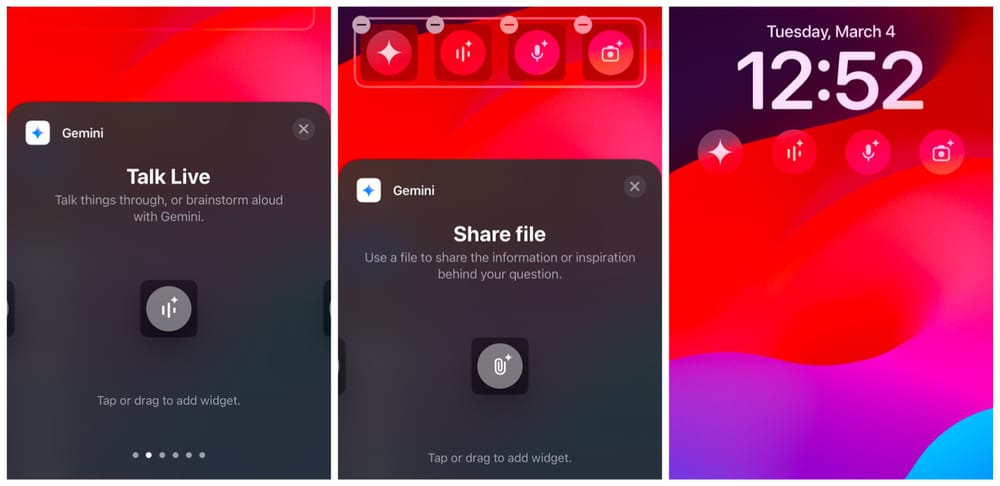 Google updates Gemini app for iOS with new lockscreen widgets