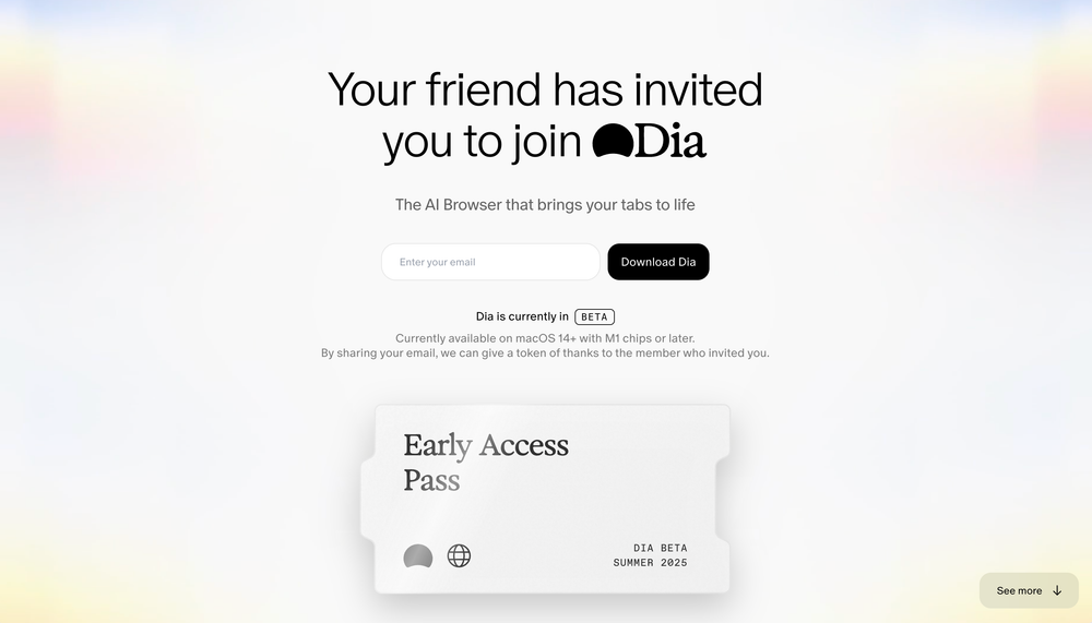 Dia AI browser debuts in public beta for Arc members