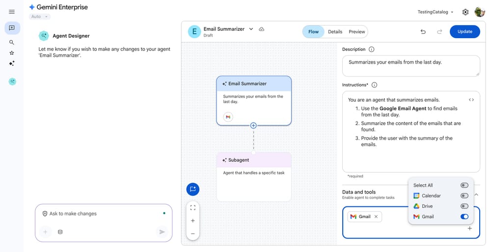 First Look: New Gemini Enterprise with Agent Builder