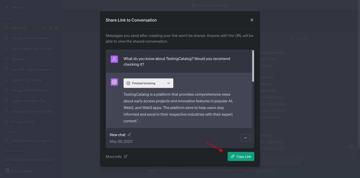 ChatGPT releases sharable links to all users