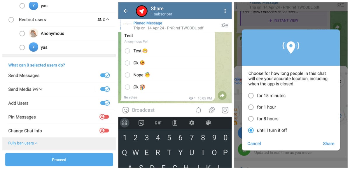 Telegram Beta introduces better restriction management and more