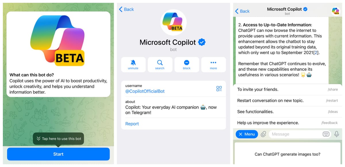 Microsoft Copilot is beta testing its new Telegram bot