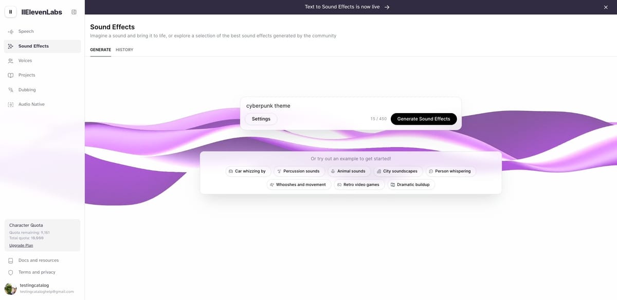 ElevenLabs rolled out Text to Sound Effects AI audio model
