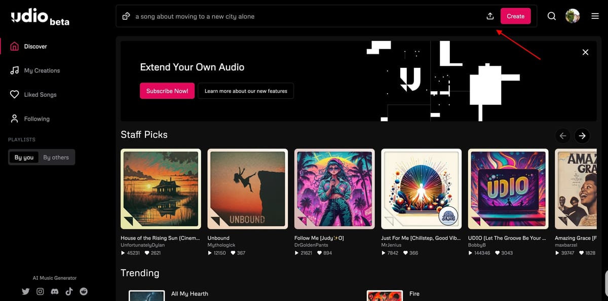 Udio unveils AI-powered music track extension for pro users