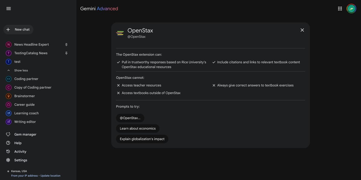 Google launches OpenStax Extension for Gemini