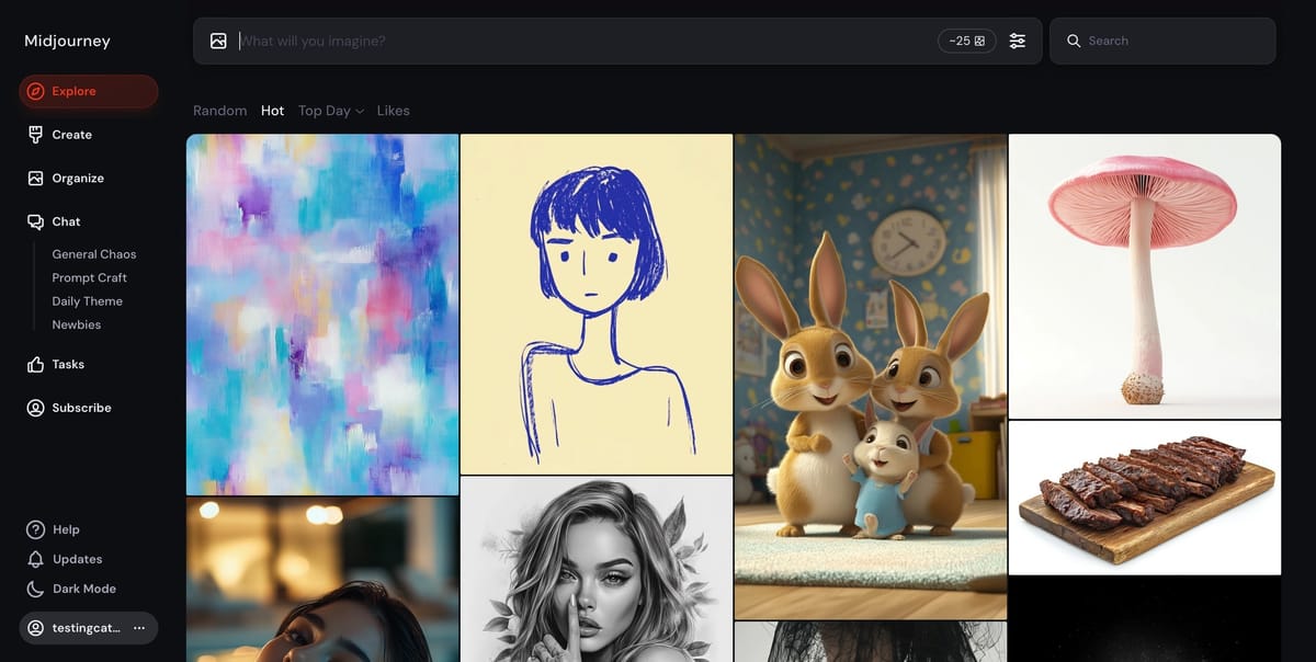 Midjourney introduced free access to its UI on the web