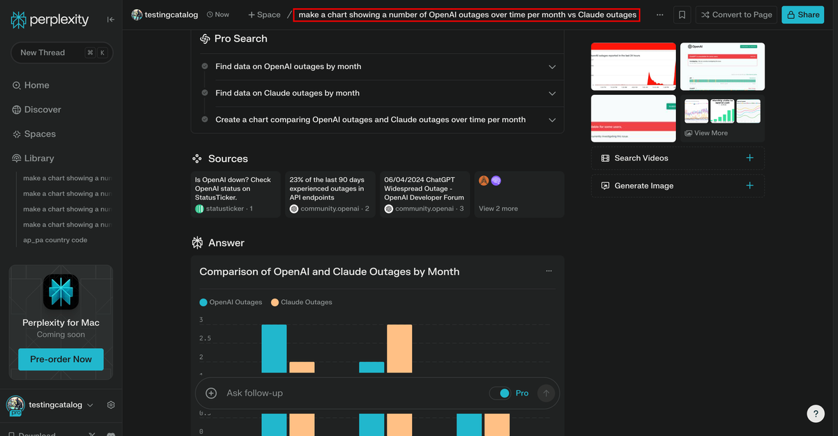 Perplexity rolled out chart generation feature for ProSearch