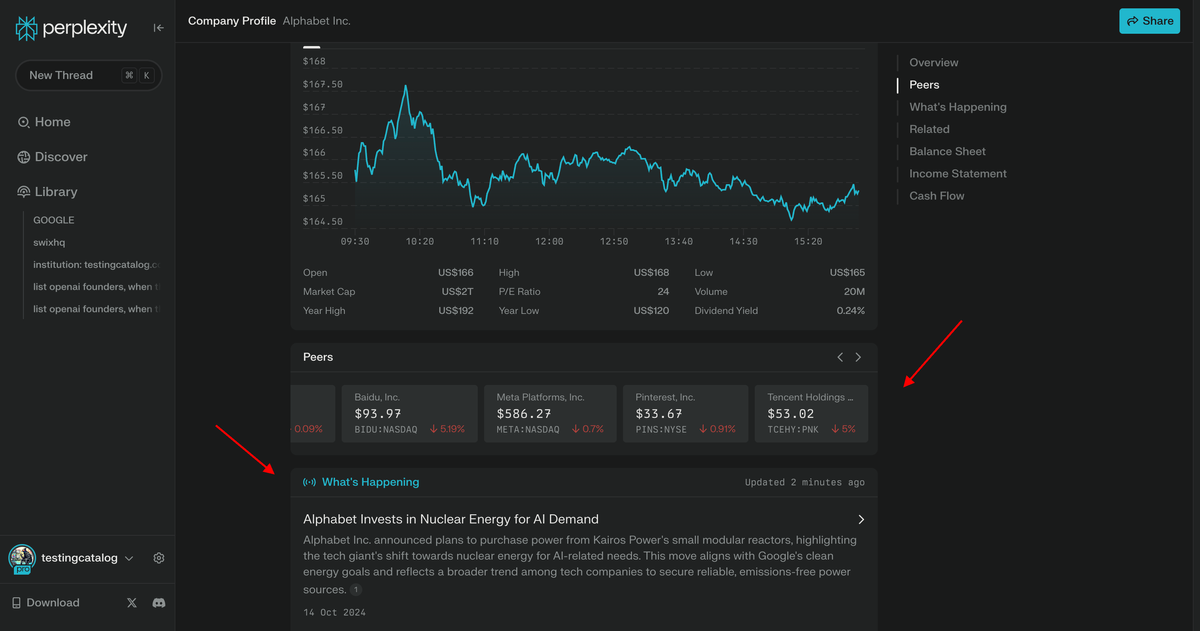 Perplexity expands finance search with crypto and peers data