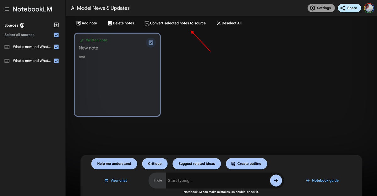 New NotebookLM feature helps consolidate notes into sources
