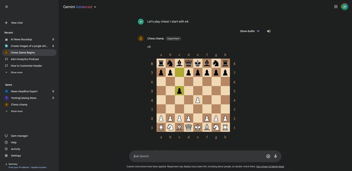 Google Gemini launches Chess Champ Gem with visual responses