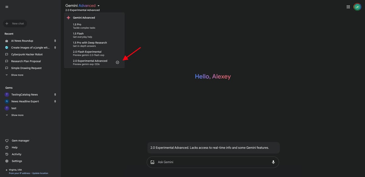 Gemini 2.0 Experimental Advanced launches for Advanced users