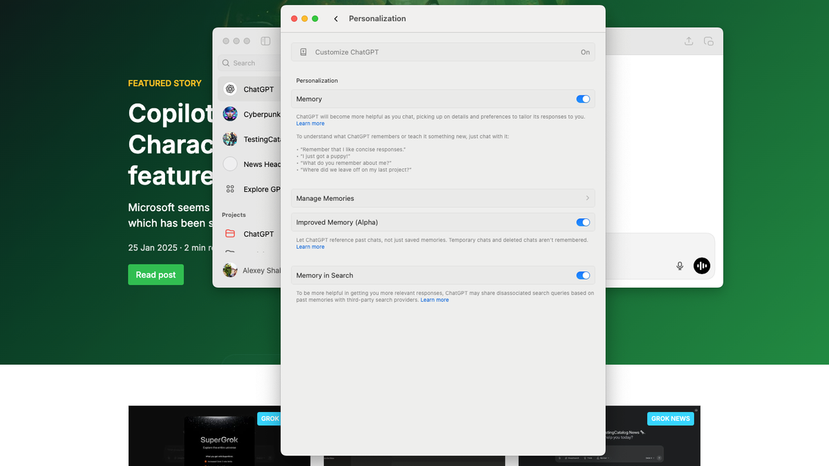Improved ChatGPT memory feature reaches more users on mobile