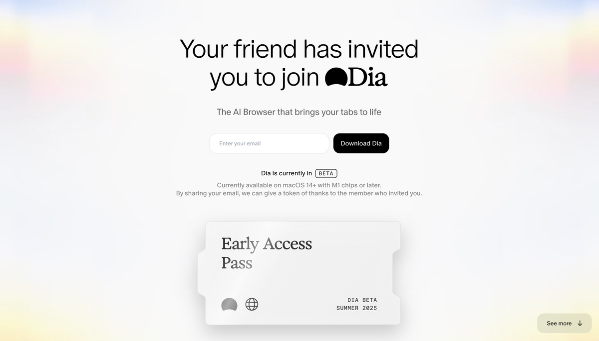 Dia AI browser debuts in public beta for Arc members