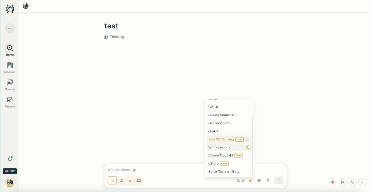 Perplexity to add Kimi K2 Thinking model soon