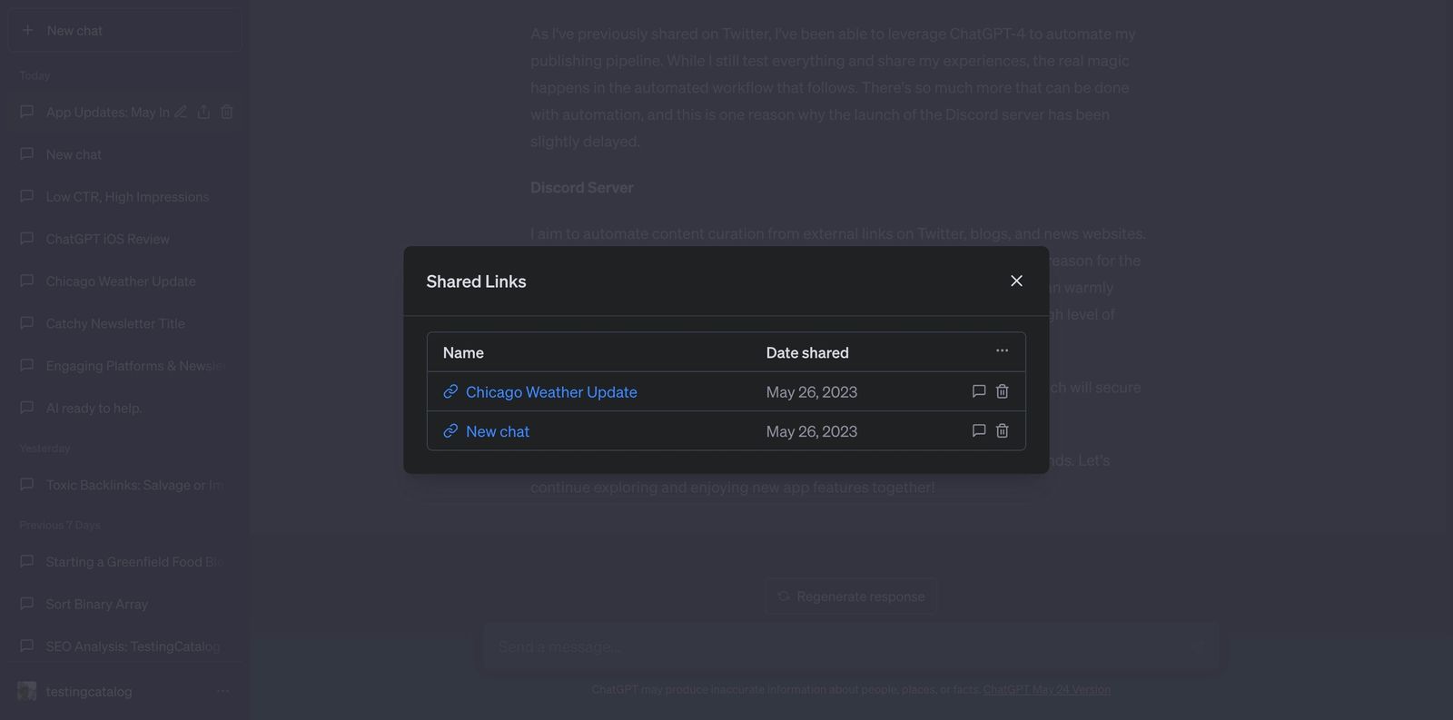 ChatGPT releases sharable links to all users