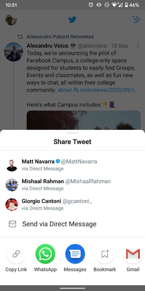 Twitter got a new share layout that splits "bookmark", "copy" and ...