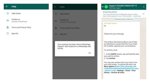 Whatsapp is rolling out a new "contact us" flow with smart help suggestions