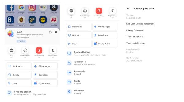 Opera beta got a redesigned menu on Android giving you access to more ...