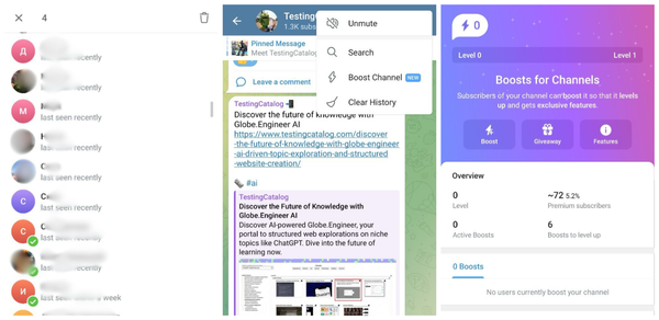 Telegram beta simplifies channel boosting and contact management