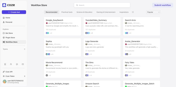 ByteDance's Coze platform launched its Workflow Store