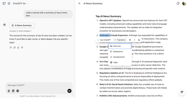 OpenAI developing React rendering and Transform for ChatGPT