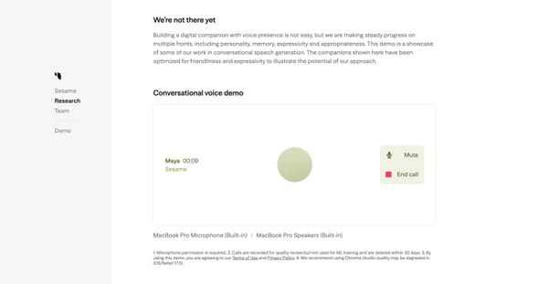 Sesame drops first demo of its conversational voice assistant